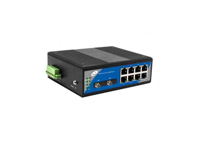 Industrial Cascading Ethernet Fiber Switch 8 10/100Mbps Ethernet and 2 ...
