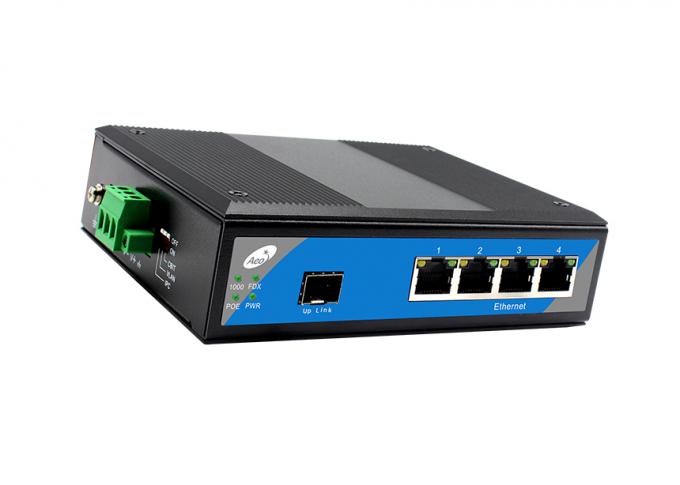 Industrial 4 Port SFP Fiber Switch Gigabit 1 SFP Slot 4 Ethernet Port