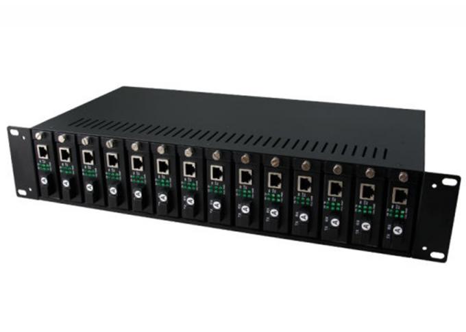 AC100V - 260V Rack Mount Media Converter Chassis , 2U 14 Slots Fiber ...