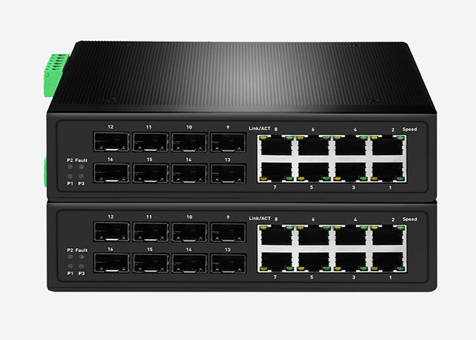 SFP Fiber Switch Industrial L2+ Managed Gigabit PoE Switch with 8 PoE And 8 SFP Ports