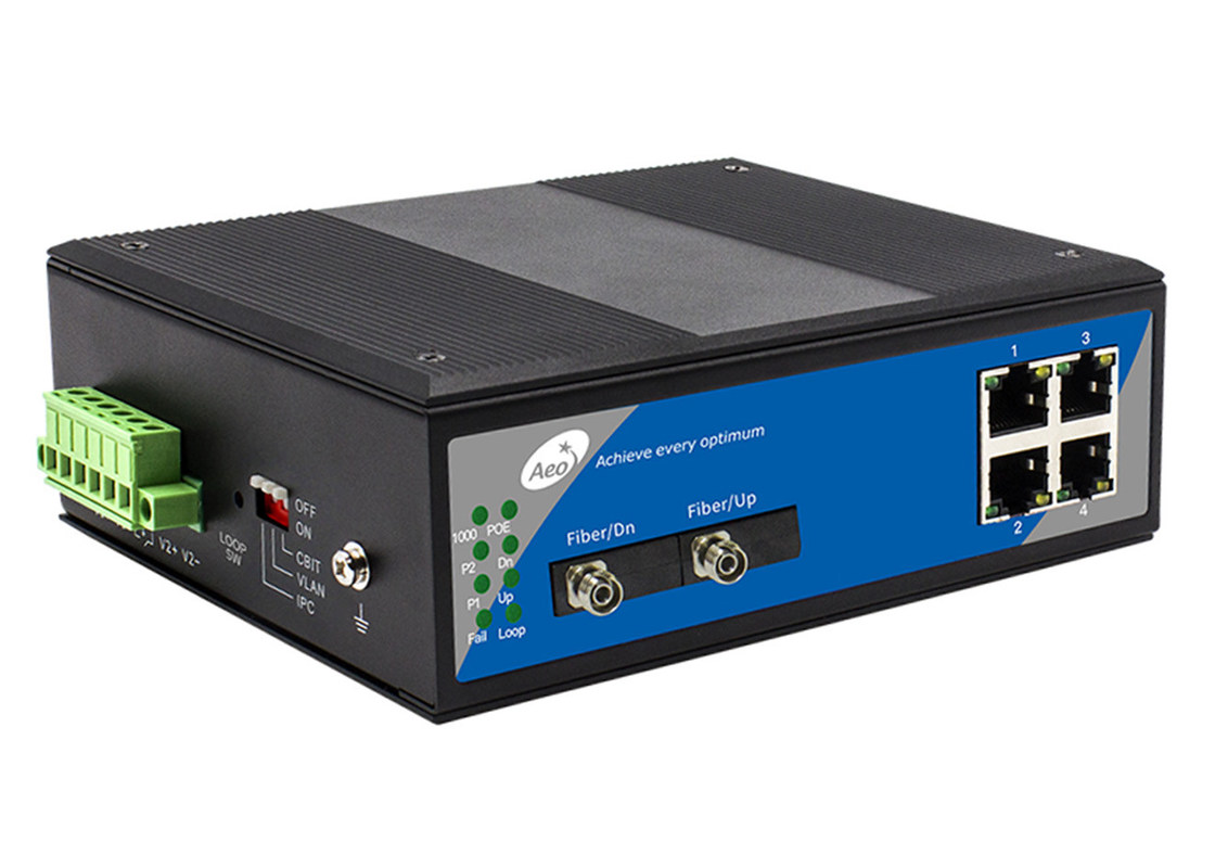 POE Fiber Switch Industrial 2/4/8 Ports Cascading Ring Loop